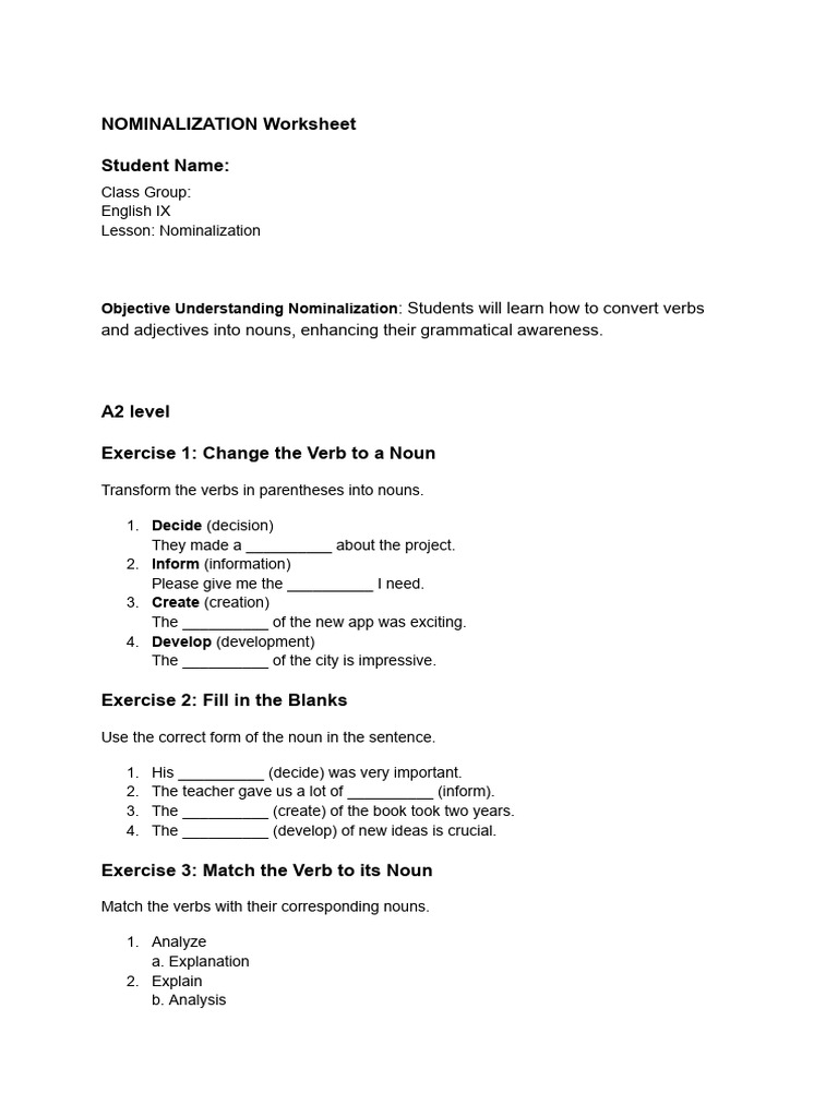 Nominalization Exercises | PDF | Climate Change | Natural Environment
