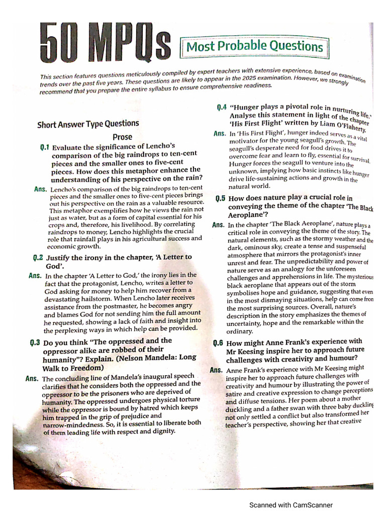 50 MPQs (Short Answers 1 To 35) | PDF