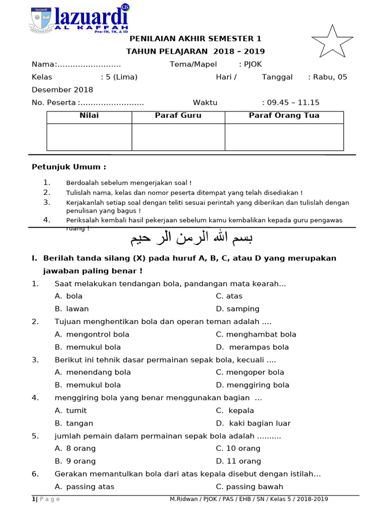 Soal Pjok Untuk Daffa | PDF