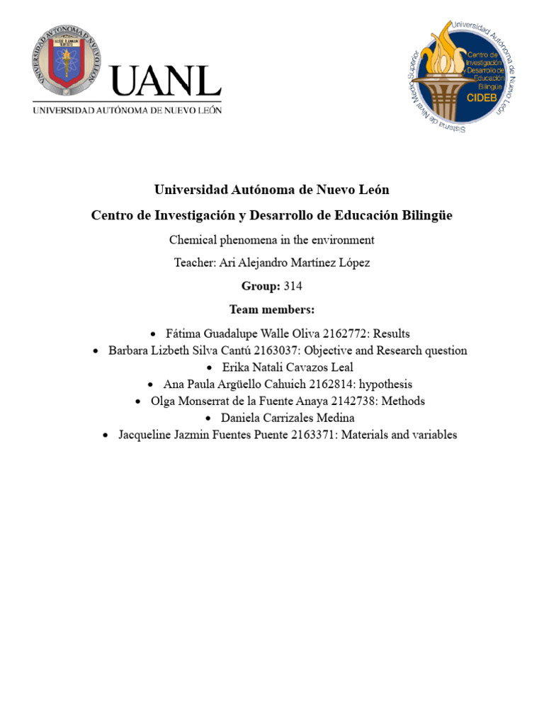 lab report 2 chemical phenomena in the environment | PDF | Ph | Acid