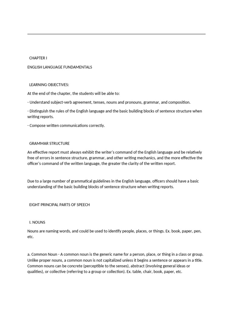 English Language Basics for Reports | PDF | Grammatical Tense | Verb