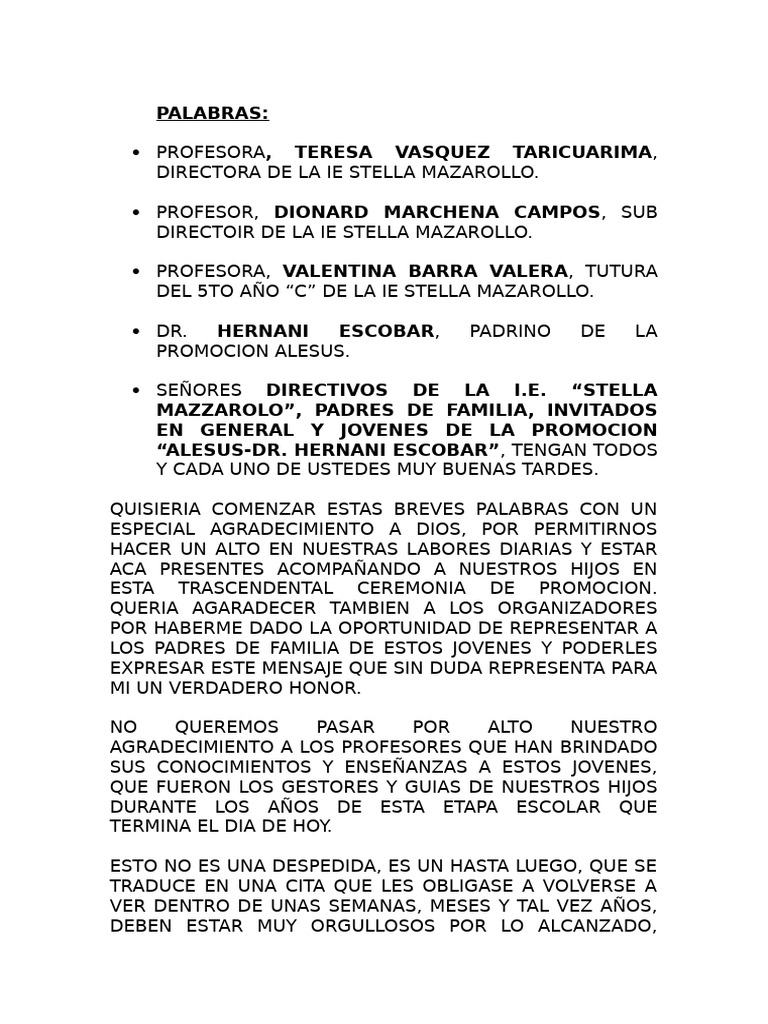 PALABRAS Graduacion | PDF