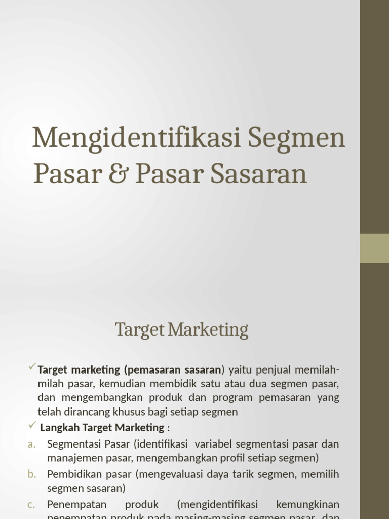 Mengidentifikasi Segmen Pasar & Pasar Sasaran | PDF