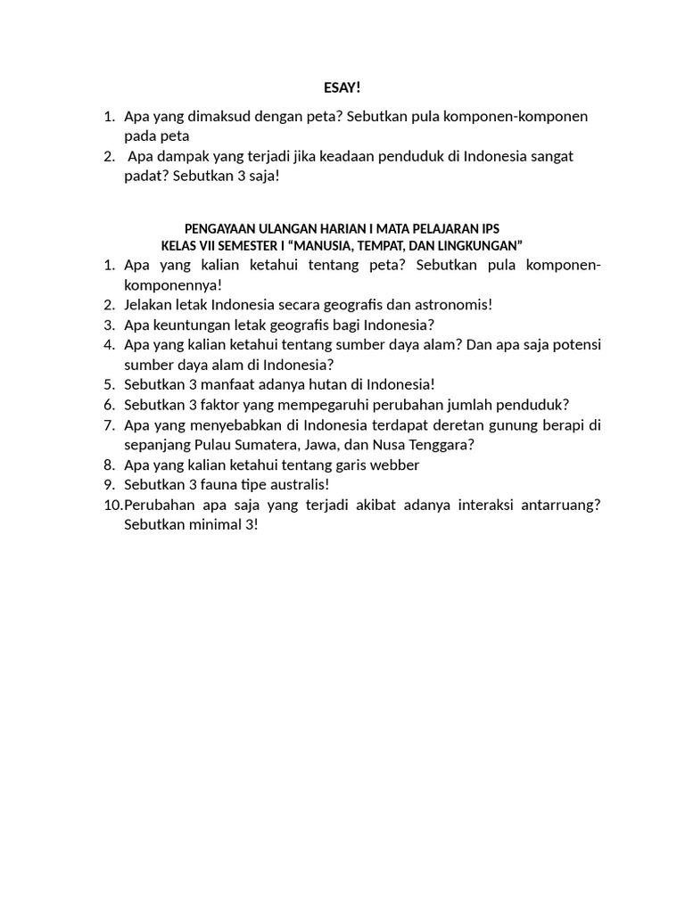 Kumpulan Soal Esay Ips | PDF