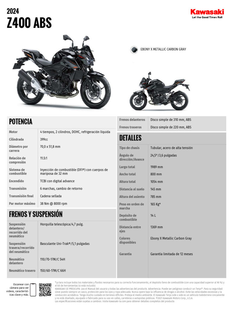 KWS FICHA TECNICA Z400 ABS 24 v2 | PDF | Neumático | Sistema de freno antibloqueo