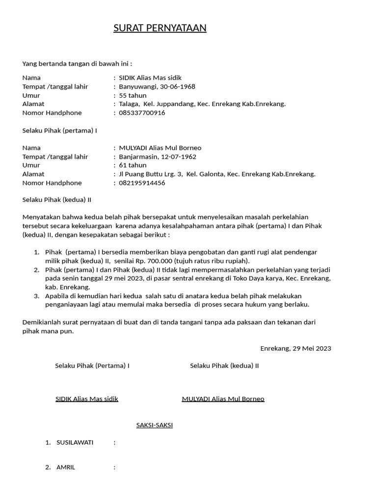 Surat Pernyataan | PDF