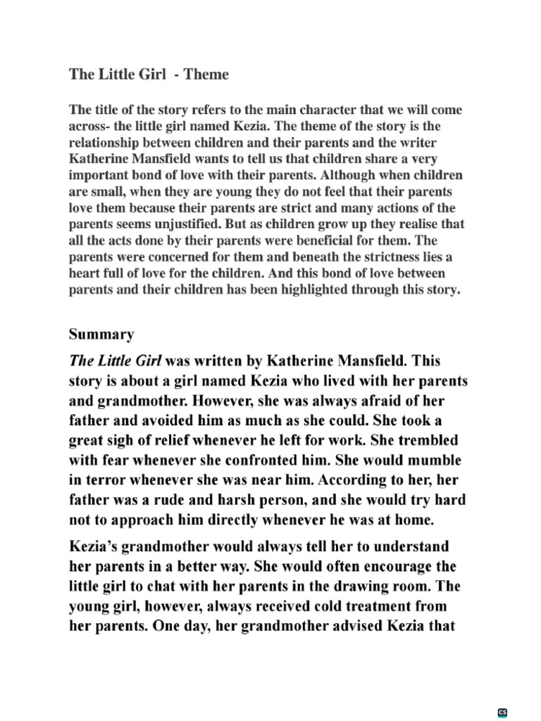 The Little Girl -NOTES (1) | PDF