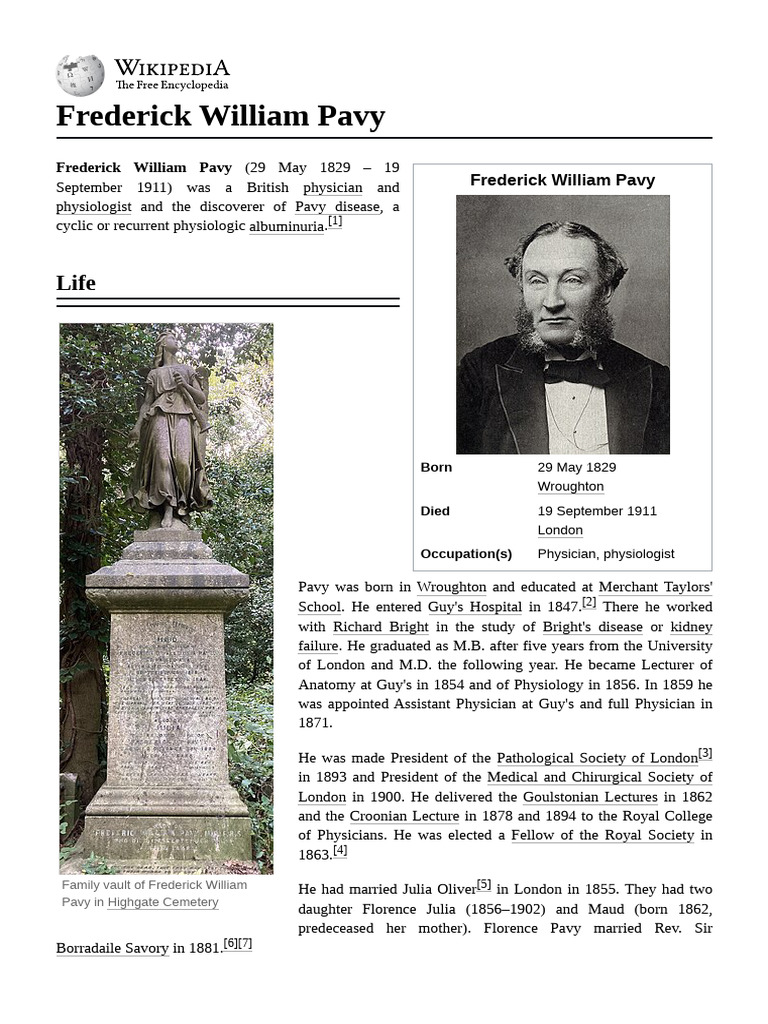Frederick William Pavy | PDF