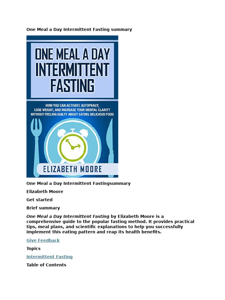 OMAD Explained | PDF | Intermittent Fasting | Fasting