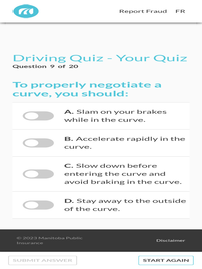 Driving Quiz: Curve Negotiation Tips | PDF