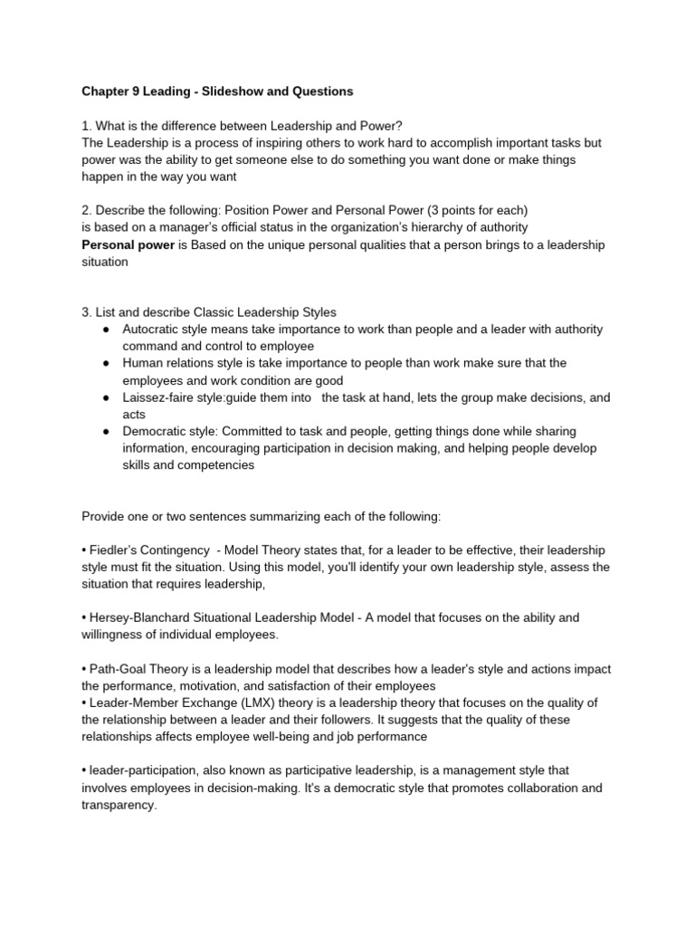 Leadership Styles and Theories Explained | PDF