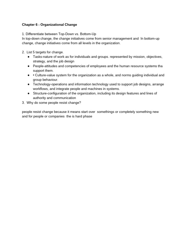 Chapter 6 - Organizational Change | PDF