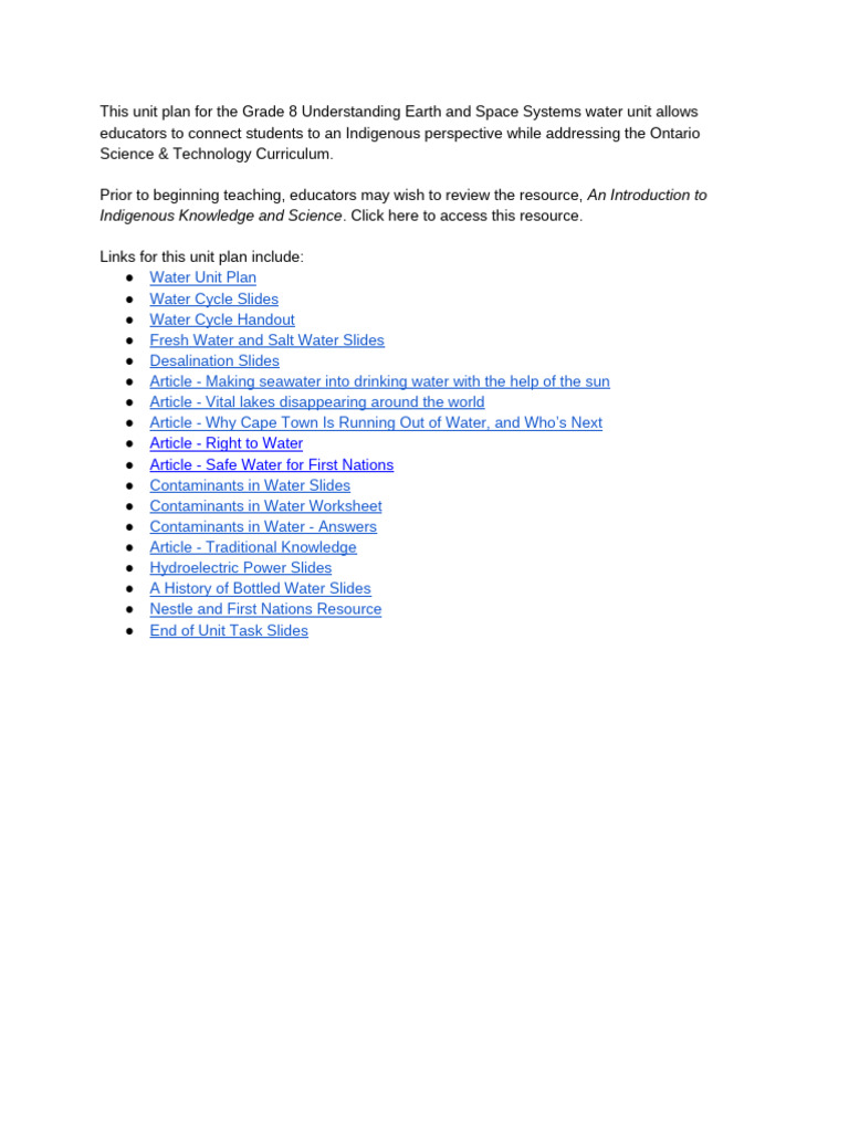 Grade 8 Science Water Unit 3 | PDF