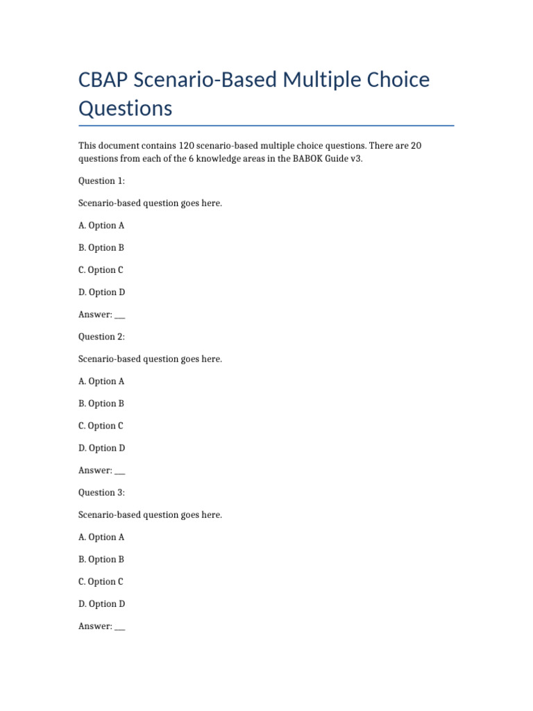 CBAP Scenario-Based Questions Guide | PDF | Tests | Standardized Tests