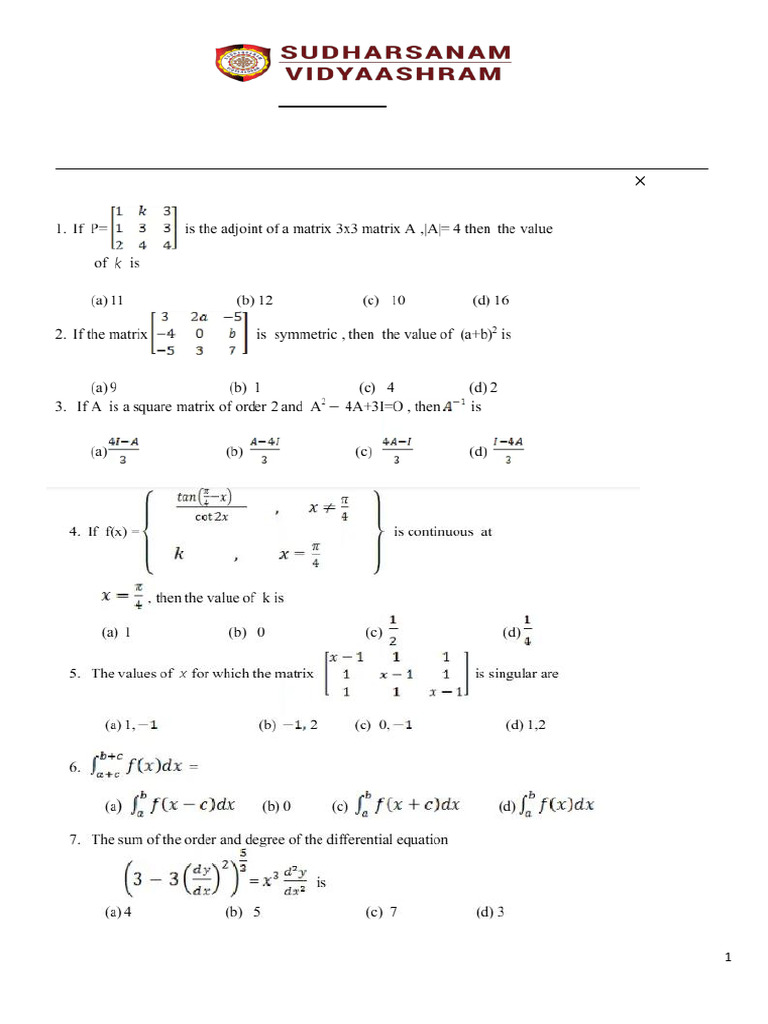 XII Maths Home Test - MMF02 | PDF