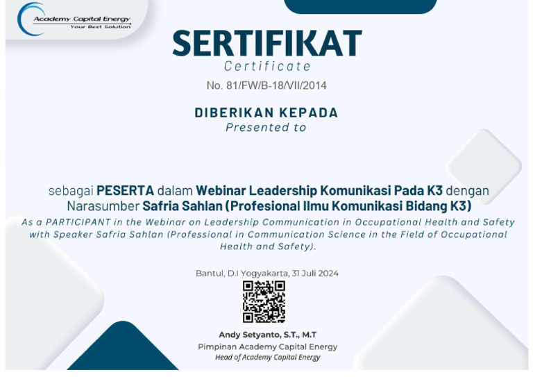 Bagas Setyo Adi Saputra: No. 81/FW/B-18/VII/2014 | PDF