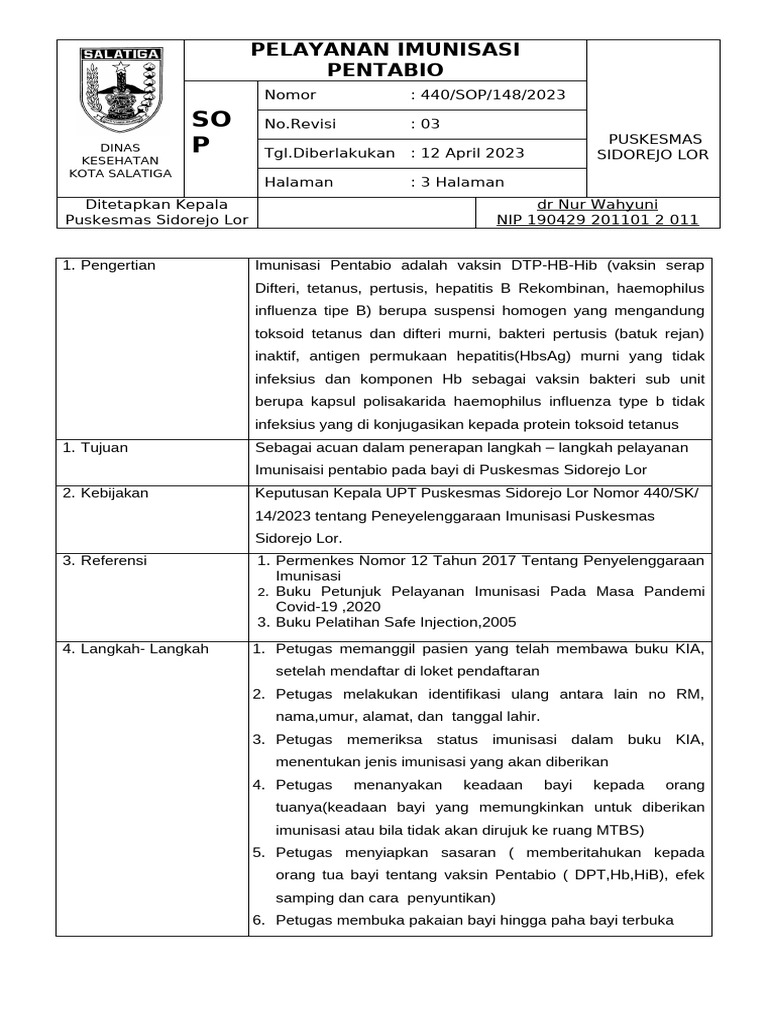 Sop PENTABIO Revisi Kop Baru | PDF