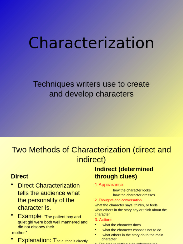 Characterization PowerPoint | PDF