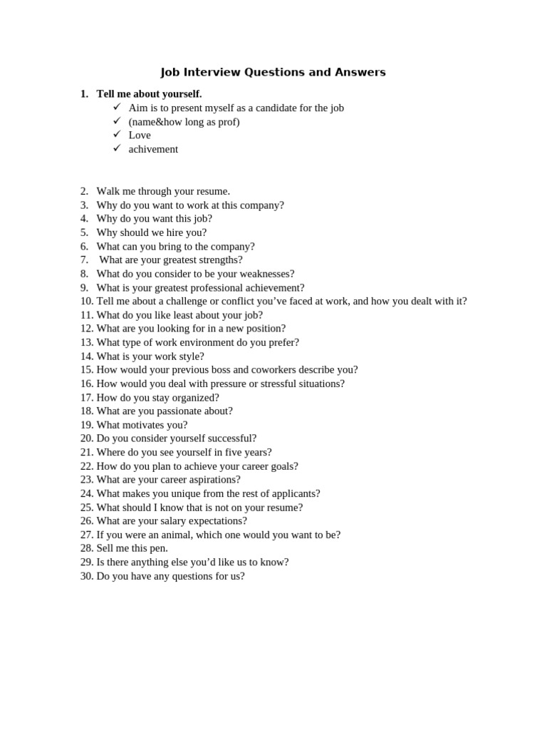 Job Interview Q&A Guide | PDF