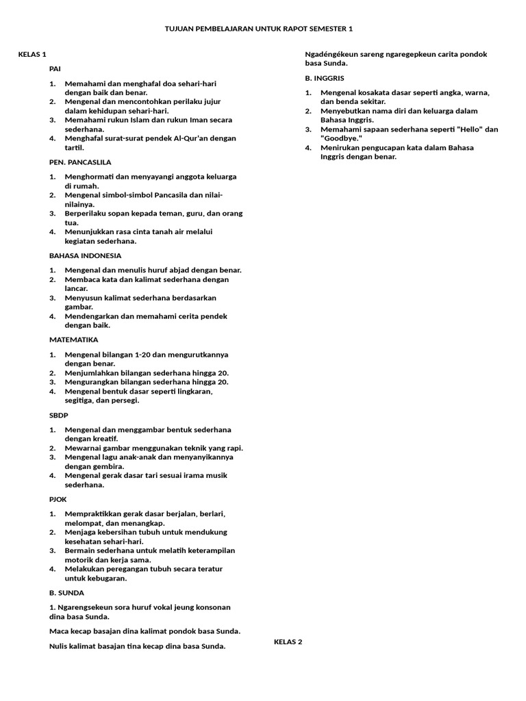 TP Rapot Semester 1 | PDF