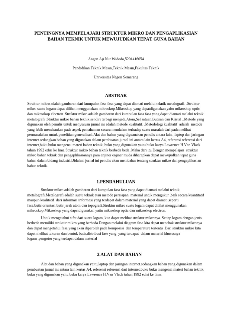 Pentingnya Struktur Mikro Bahan Teknik | PDF