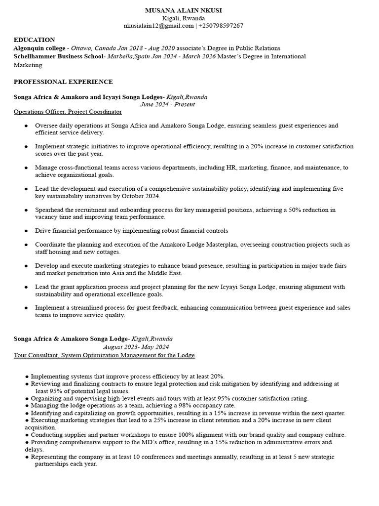 Final Resume | PDF | Marketing | Rwanda