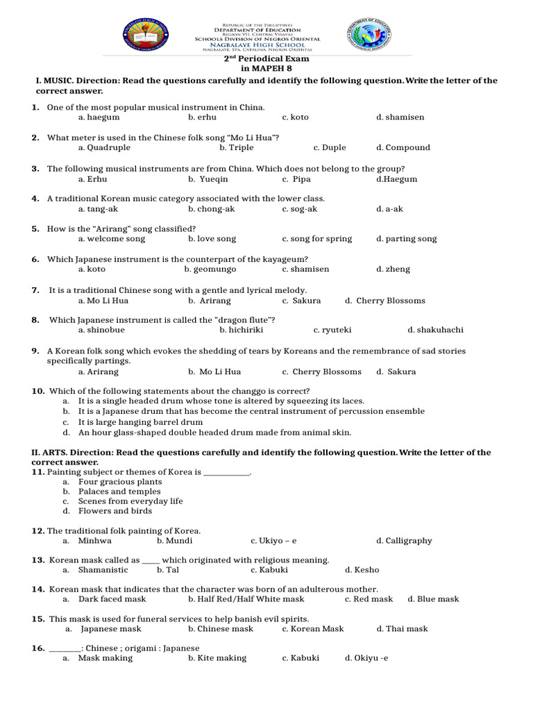 2nd Periodical Exams MAPEH 8 & EsP 7 | PDF | Physical Fitness | Courtship
