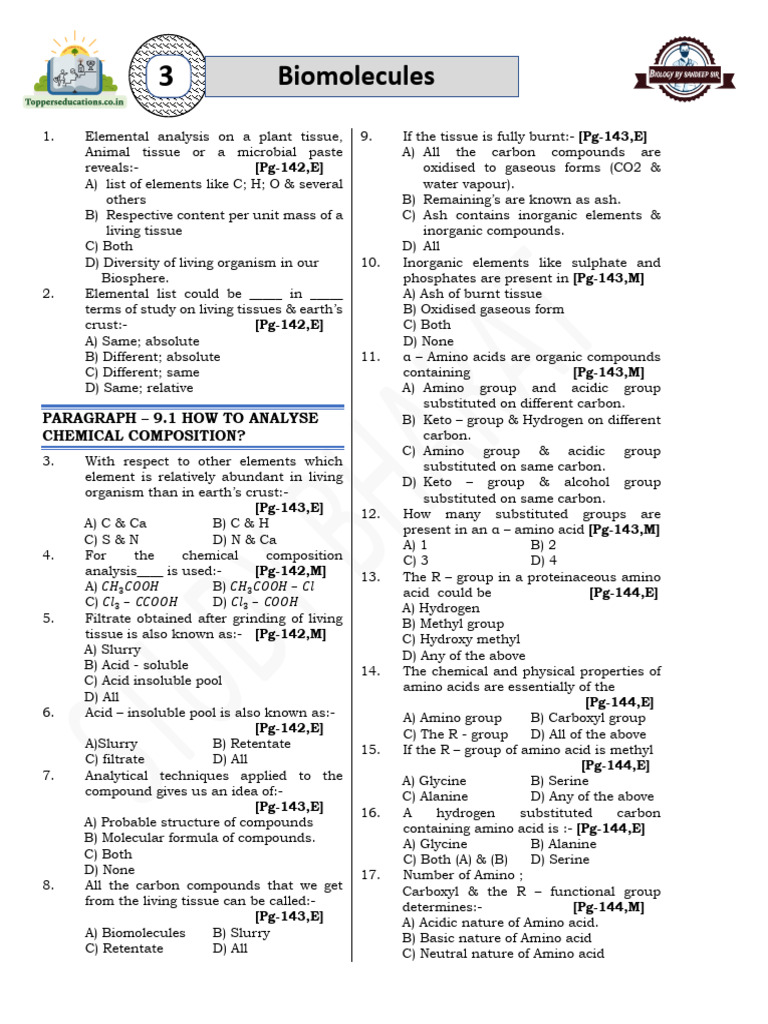 3 - Biomolecules | PDF | Enzyme | Active Site