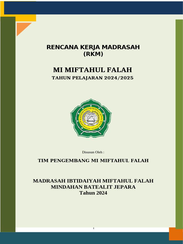 RENCANA KERJA MADRASAH (RKM) Edit | PDF