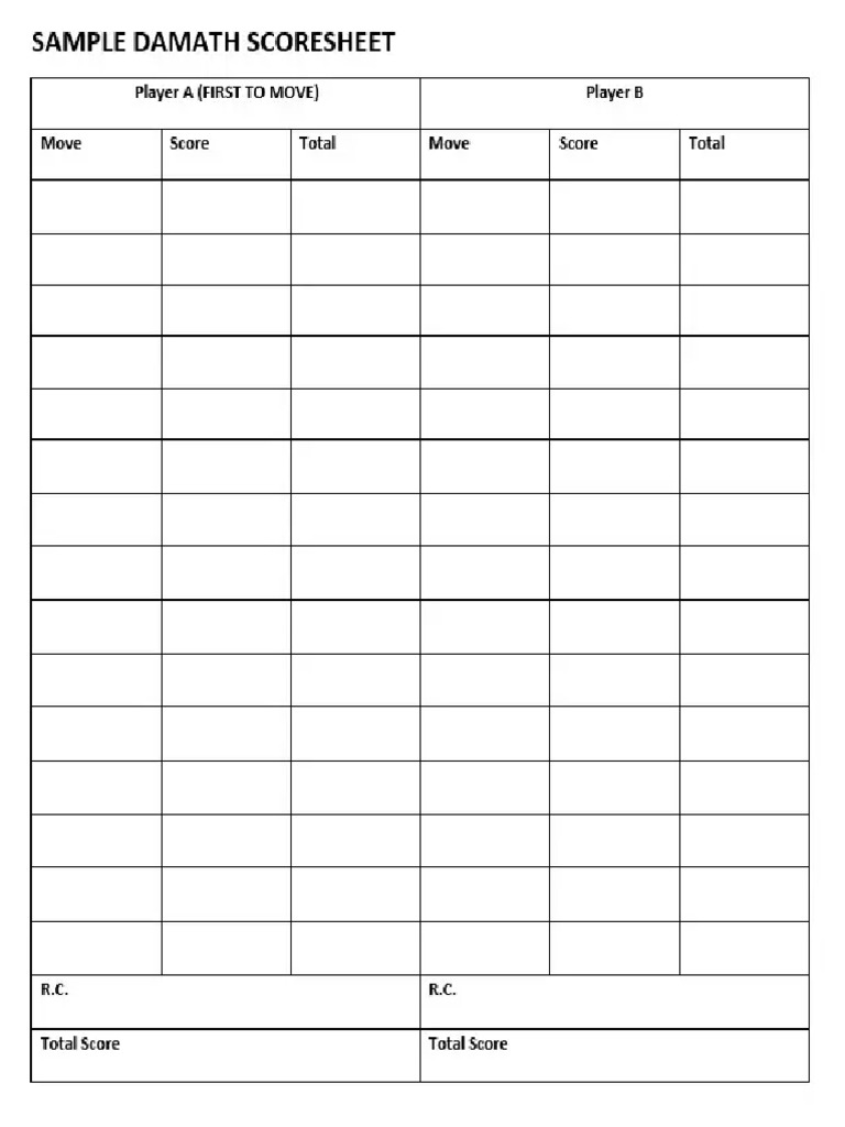 Dama Scoresheet | PDF
