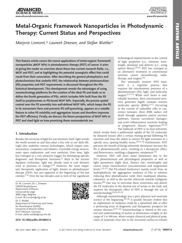 Adv Funct Materials - 2017 - Lismont - Metal‐Organic Framework ...