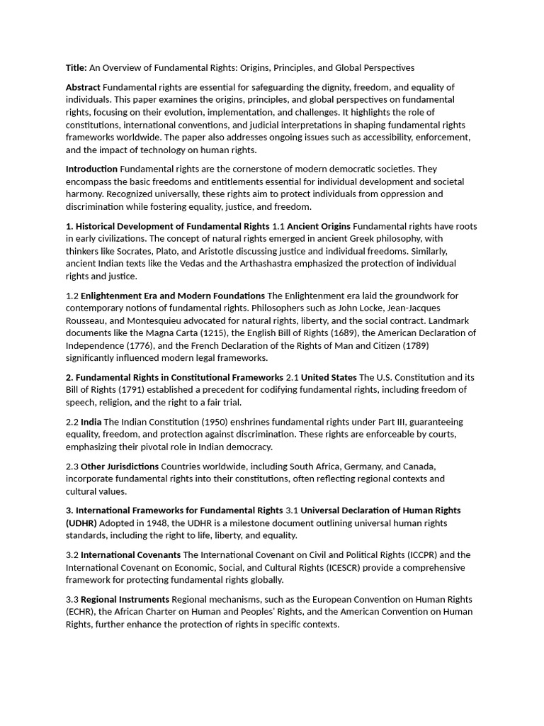 Fundamental Rights Reserch Paper | PDF | Human Rights | Rights