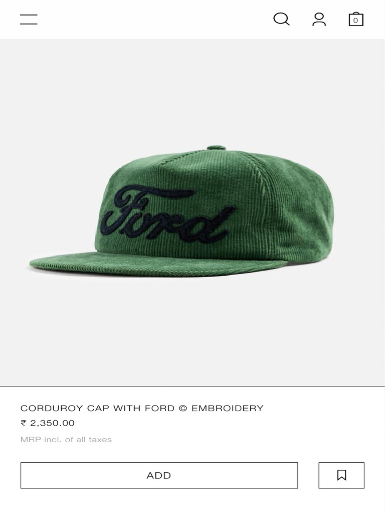 CORDUROY CAP WITH FORD © EMBROIDERY - Green ZARA India | PDF