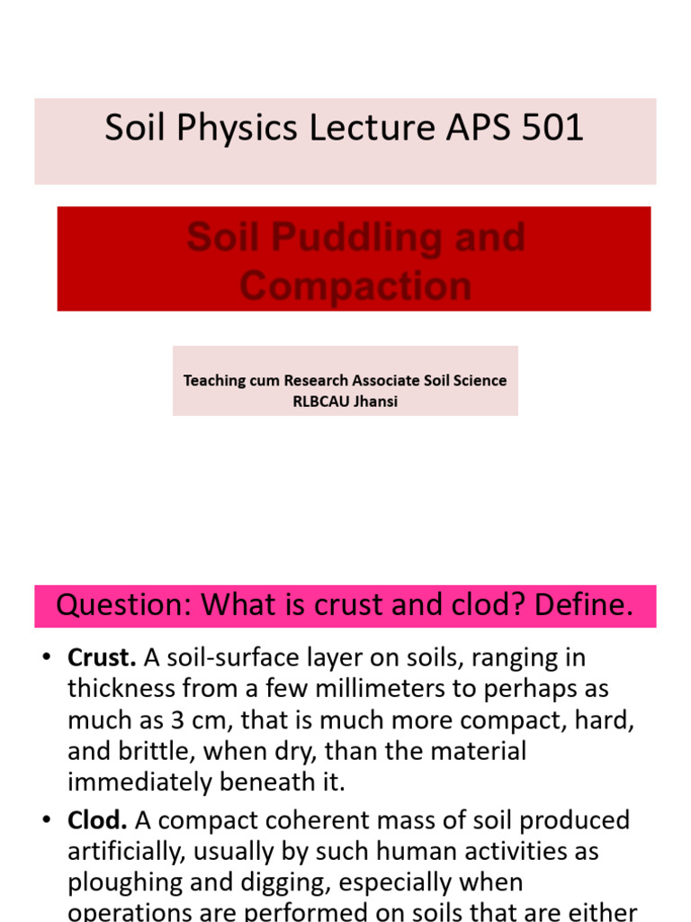 Understanding Soil Puddling and Compaction | PDF | Porosity | Soil