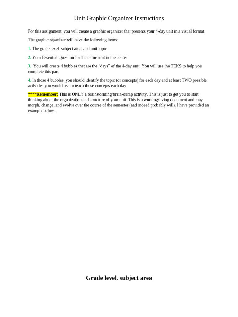 Unit Graphic Organizer - 05182021 | PDF