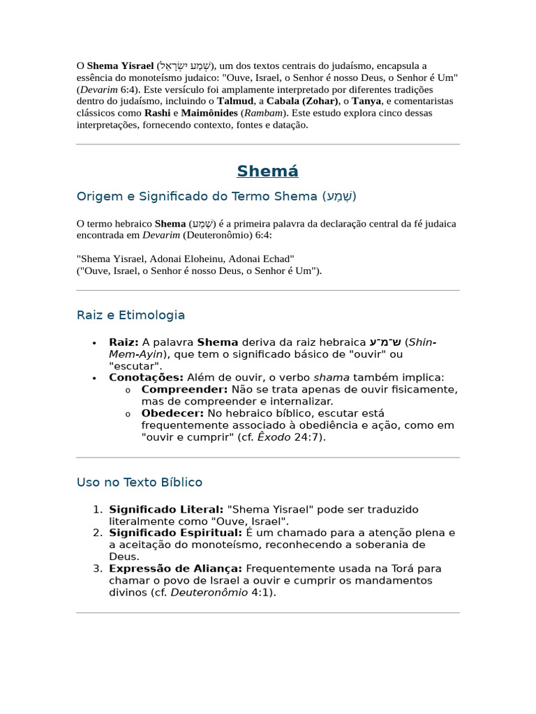 Shema Yisrael | PDF | Maimônides | Livro de Deuteronômio