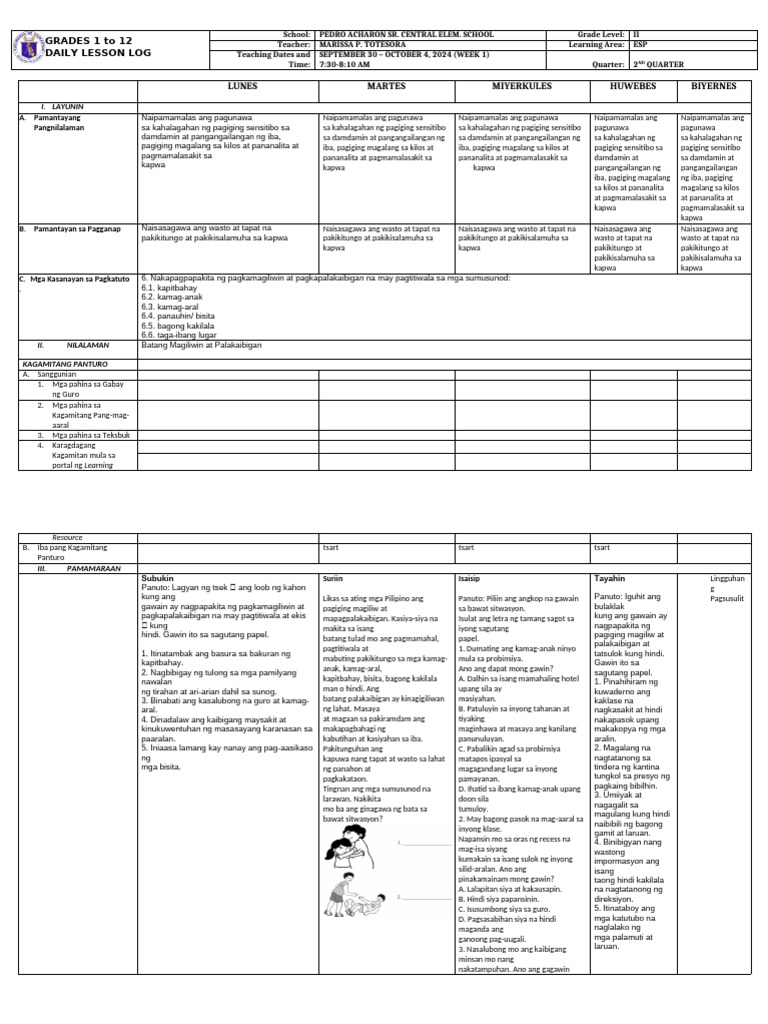 DLL Esp-2 Q2 W1 | PDF