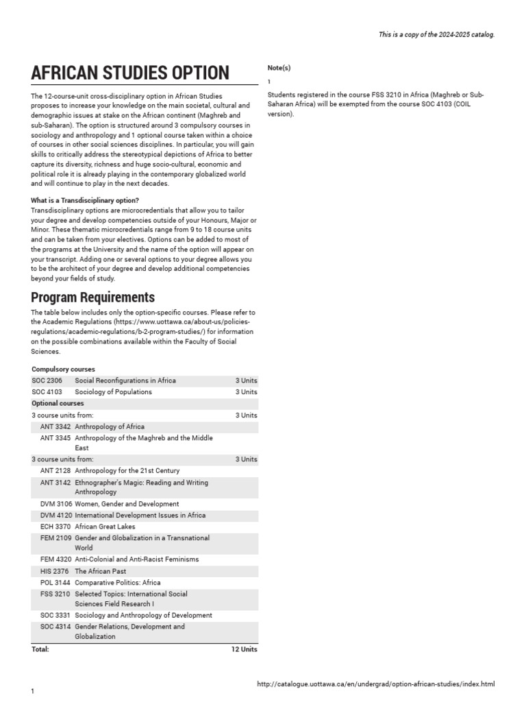 Option African Studies | PDF | Anthropology | Africa