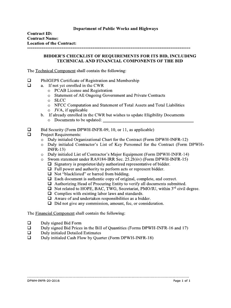 DPWH BID Documents | PDF