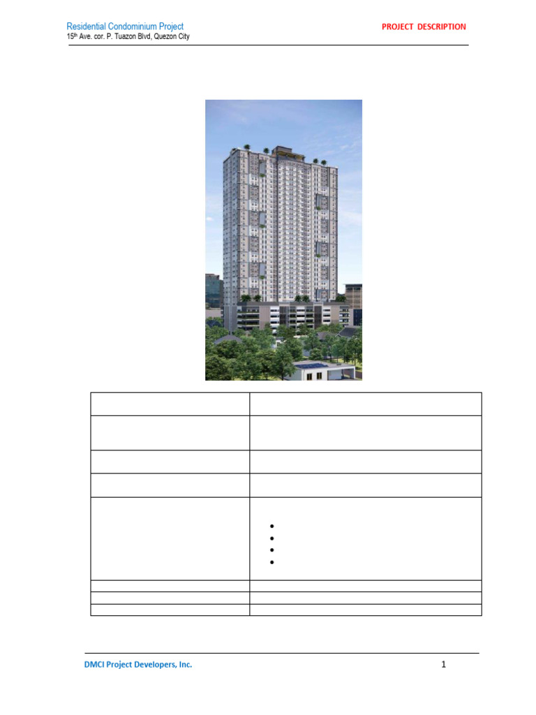 Project Description Dmci Residential Condominium P | PDF | Waste | Sewage