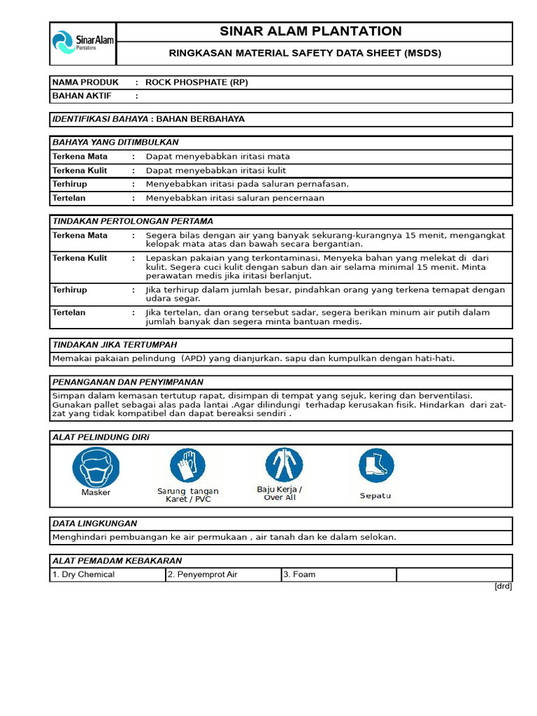 MSDS Rock Phosphate dan Keamanannya | PDF
