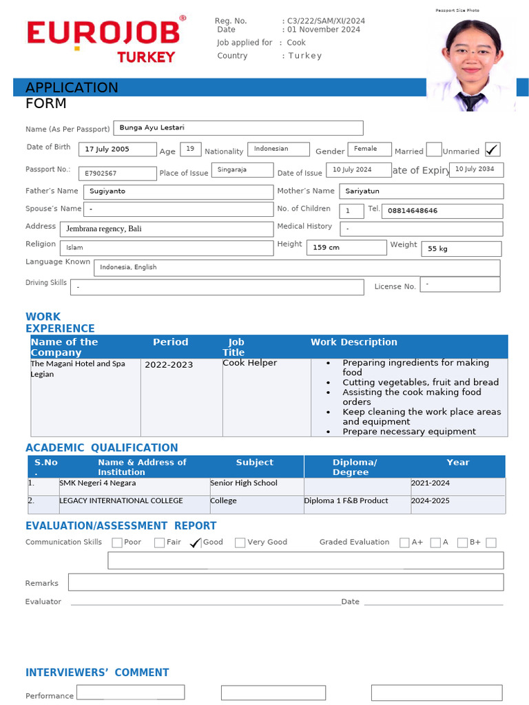 CV Bunga Ayu Lestari - Turkey | PDF