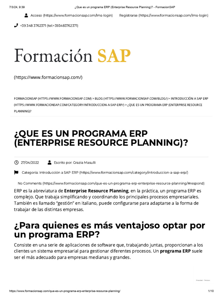 ¿Que Es Un Programa ERP (Enterprise Resource Planning) - FormacionSAP ...
