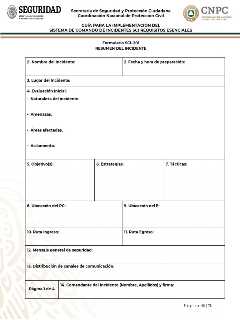 Formulario SCI-201: Resumen de Incidente | PDF