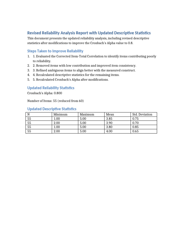 Revised Reliability Analysis Report | PDF