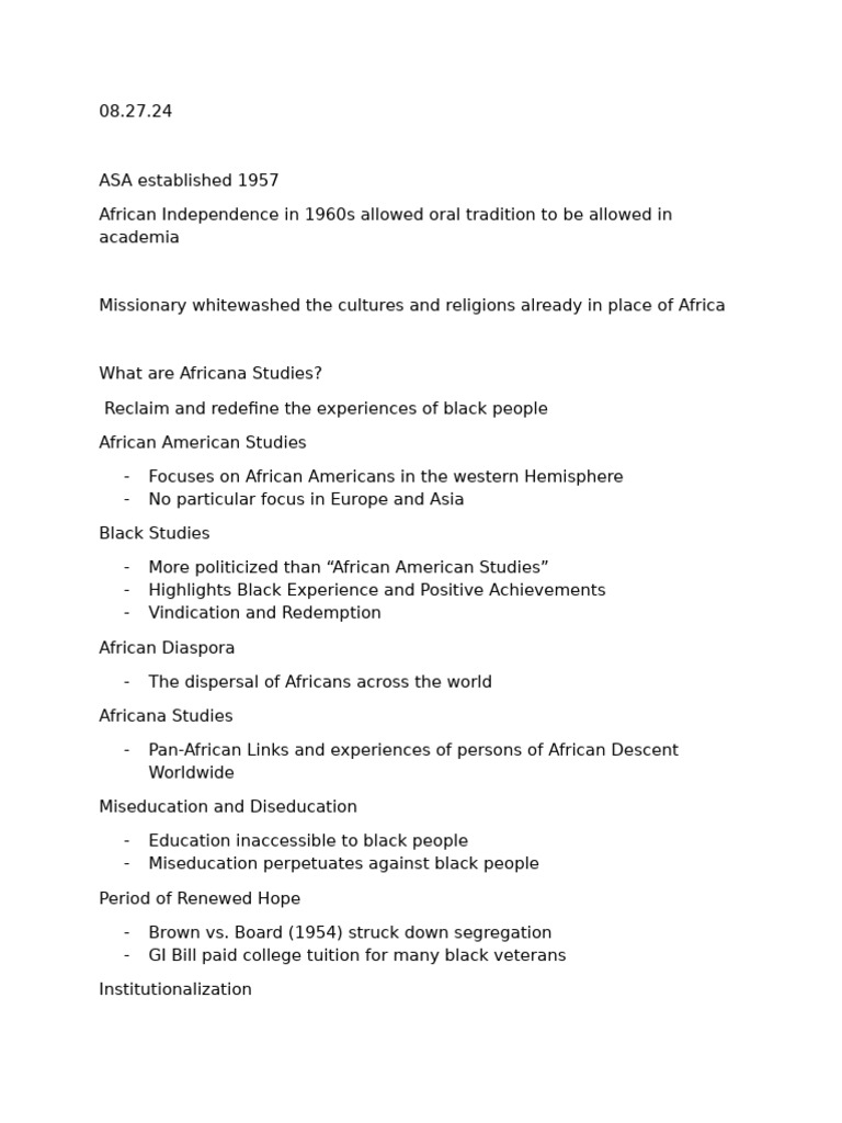Africana Studies Notes | PDF