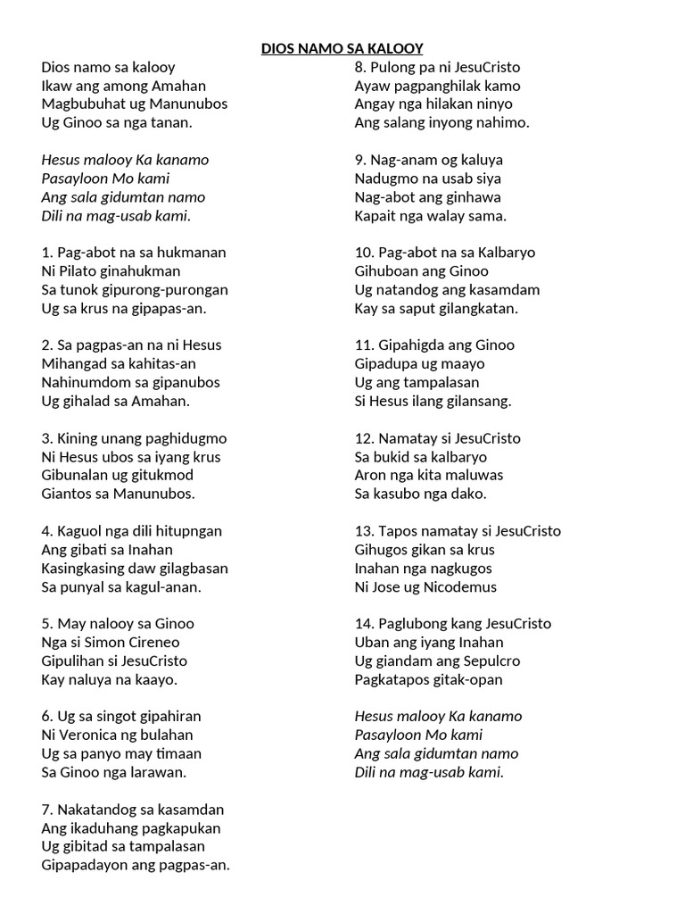 Dios Namo Sa Kalooy | PDF