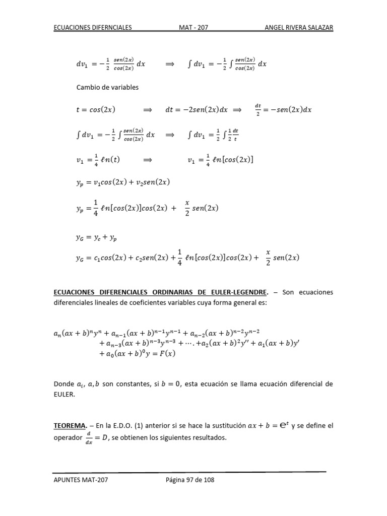 MAT-207 Euler-Sistemas | PDF | Ecuaciones | Matemáticas Aplicadas