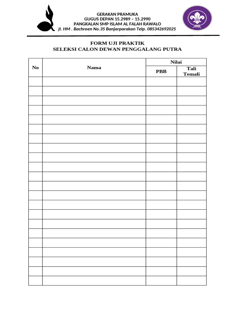Form Uji Praktik | PDF