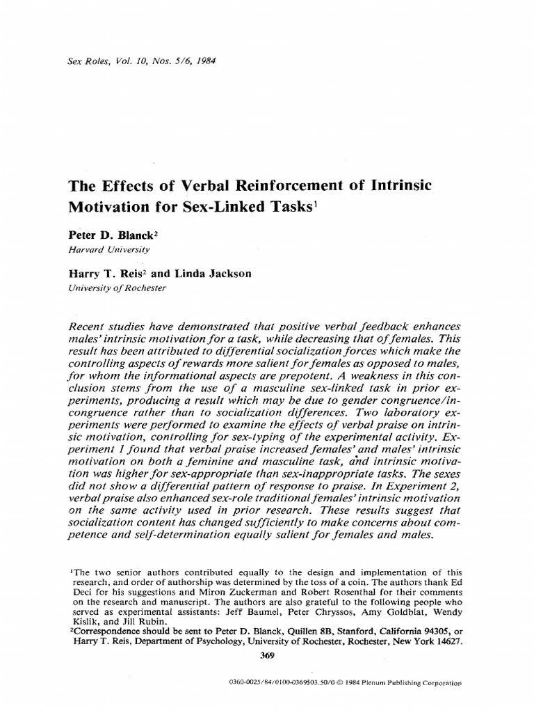 1984 Blanck Effects Verbal Reinforcement | PDF | Behaviorism ...